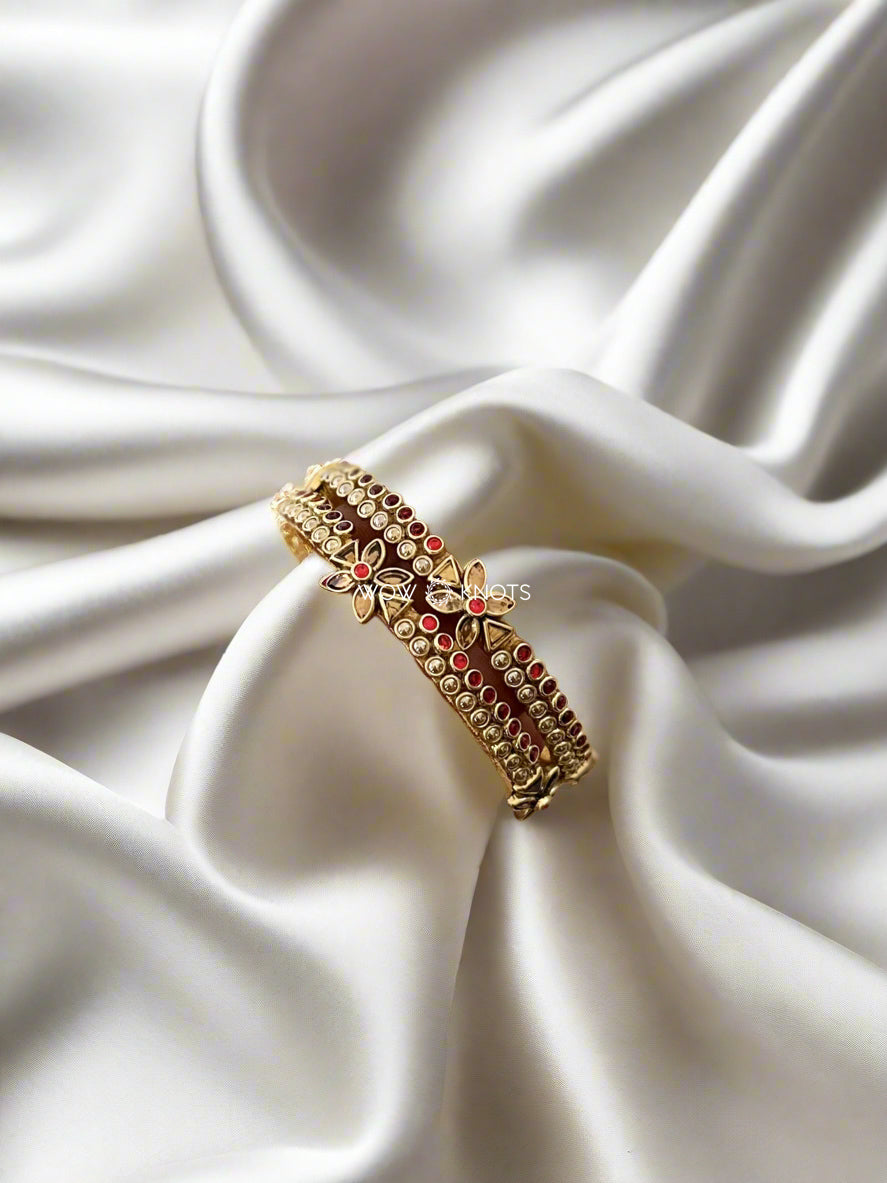Red Kundan Bangles - Sleek Inspired Treasures – Wow Knots