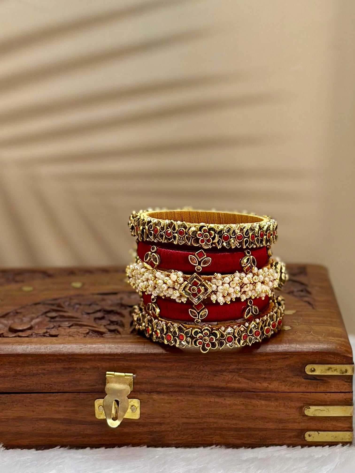 Gunghroo Overloaded Luxurious Silk Thread Kundan Bridal Bangle Set in ...