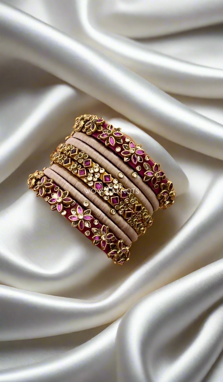 Purple and Grullo Combination Kundan Bangles – Wow Knots