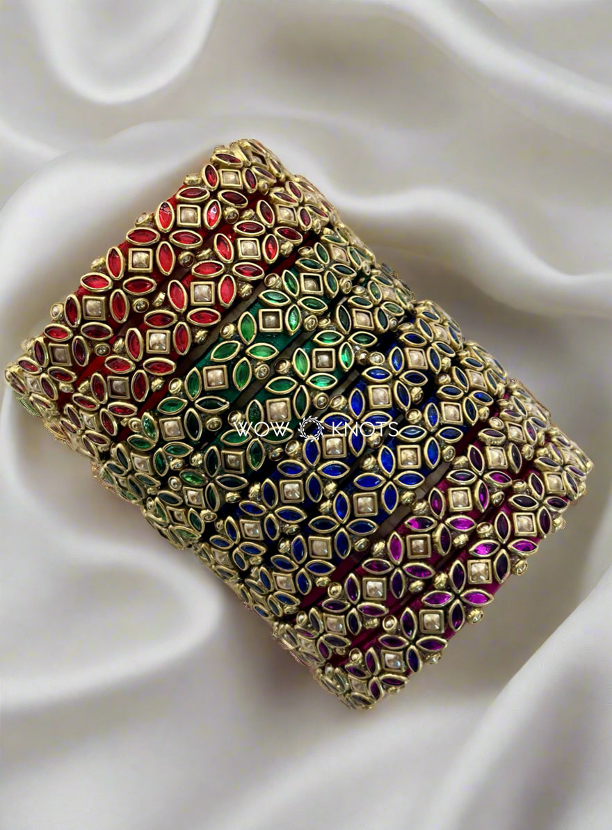 Butterfly Kada Silk Thread Kundan Bangle Set – Wow Knots