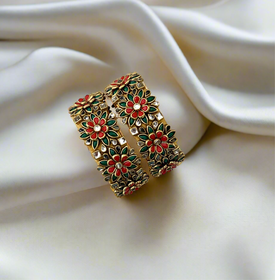 Kada Kundan Bangle Set - Cherry Blossom – Wow Knots