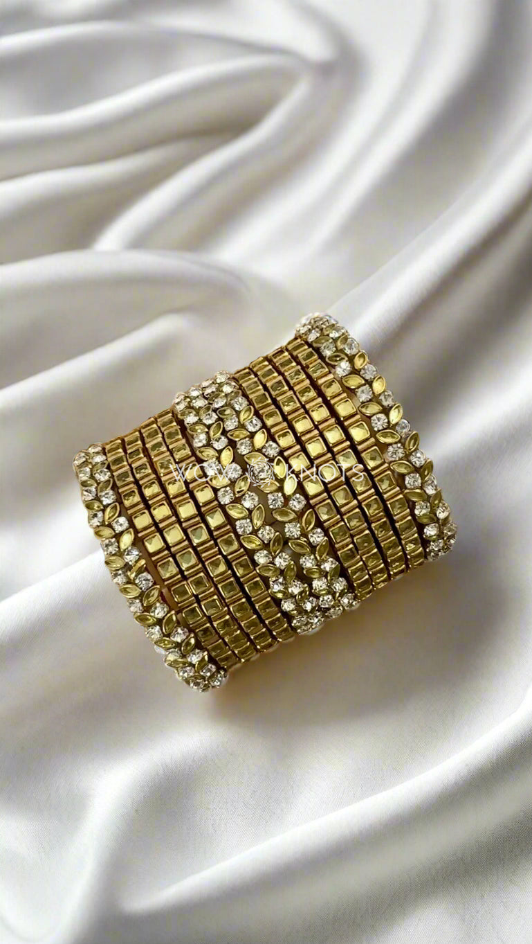 Kundan Bangles - Olive Green Set – Wow Knots