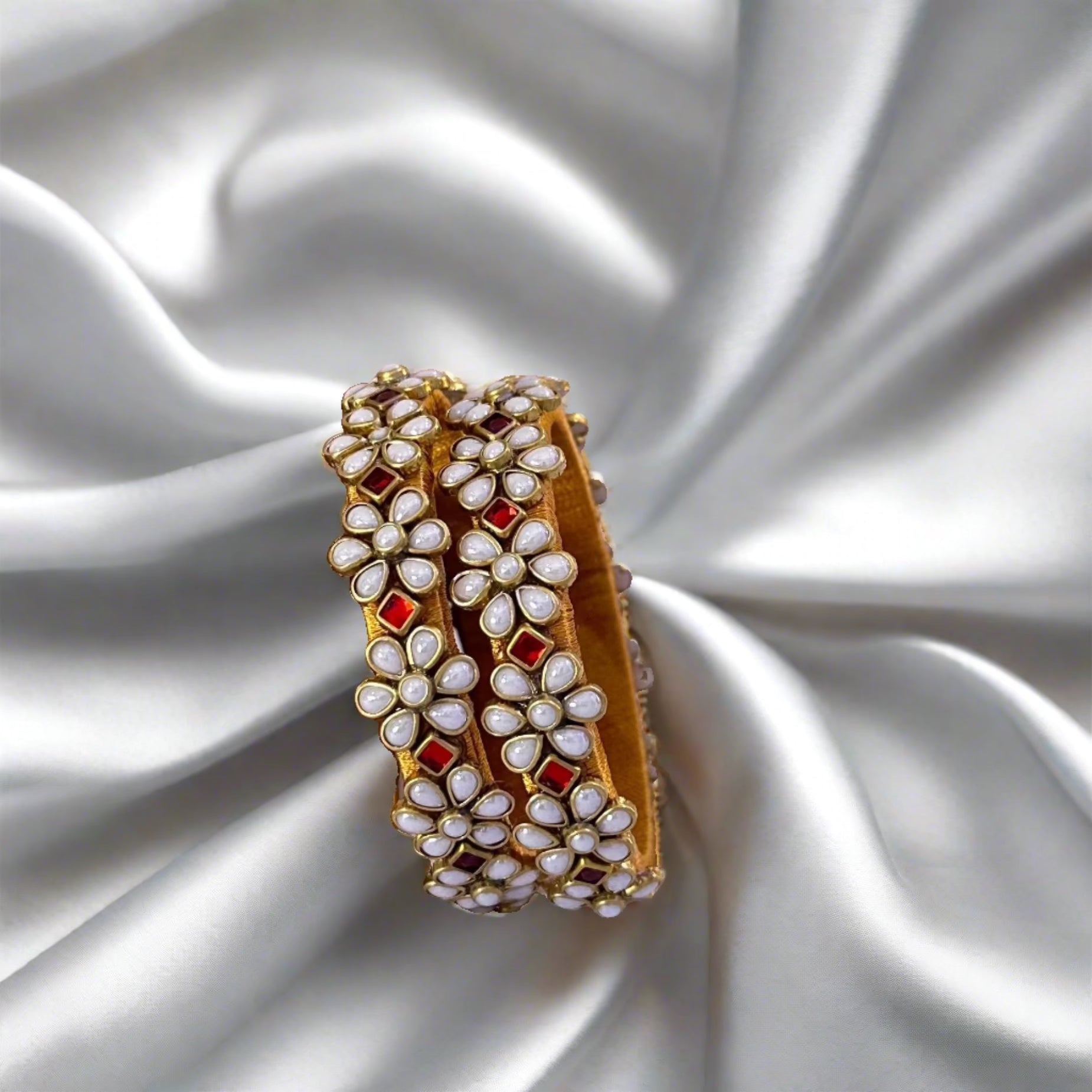 Kada Kundan Bangle - Pearl Blossom – Wow Knots